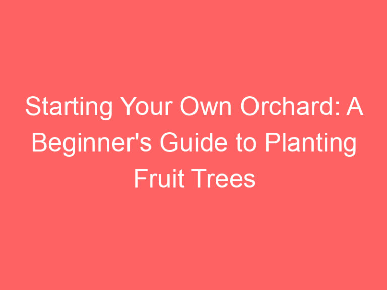Starting Your Own Orchard: A Beginner's Guide to Planting Fruit Trees ...